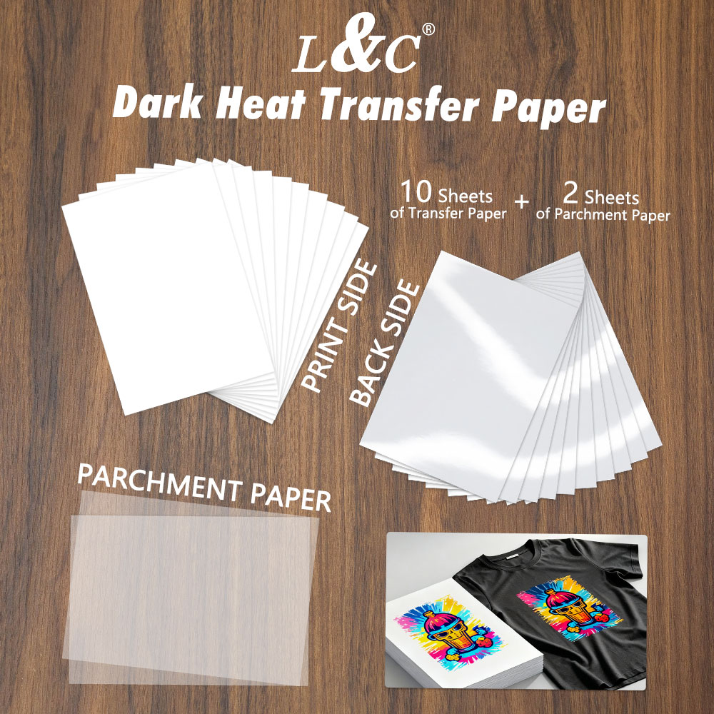 L&C Inkjet Heat Transfer Paper Suitable A4 For Dark Fabrics Compatible ...