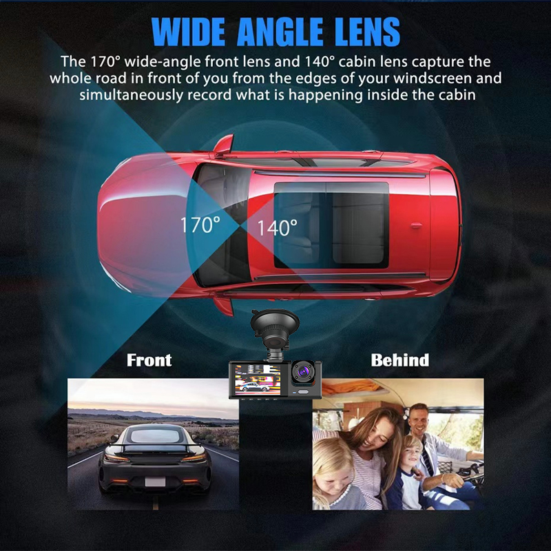 Dash Cam For Car Front And Rear Dashcam 3 Camera Wifi 1080P HD Car ...