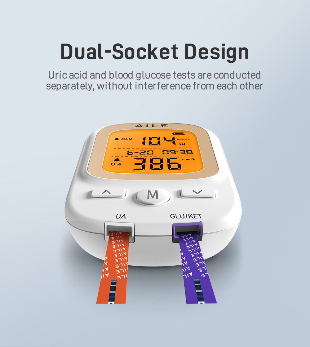 AICARE AILE YH302 GLUCOSE_URIC ACID_KTONE multifunctiin meter&50Glucose ...