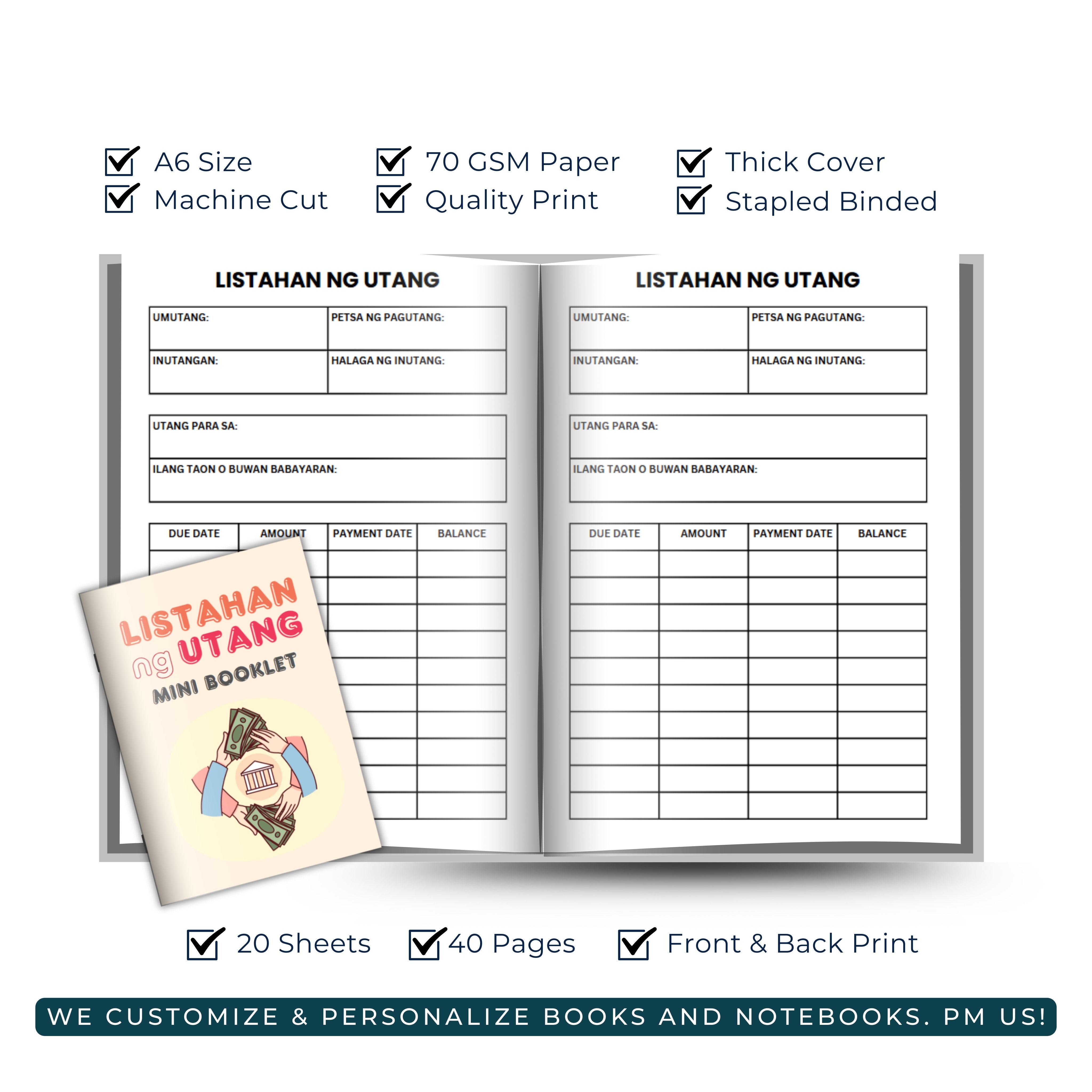 Listahan ng Utang Record Mini Pocket Booklet – Debt & Payment Tracker ...