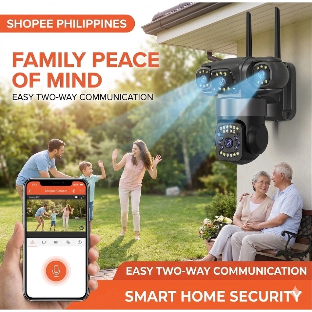 V380 3 Lens 4G SIM CCTV Camera 5K HD WIFI Wireless Auto Tracking ...