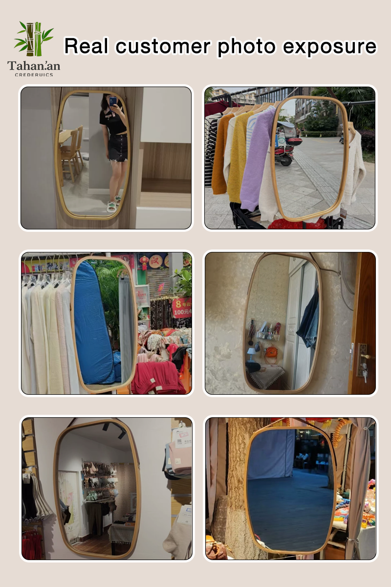 【COD】Large Bamboo Wall Mirror Aesthetic Minimalist Hanging Home Decor ...