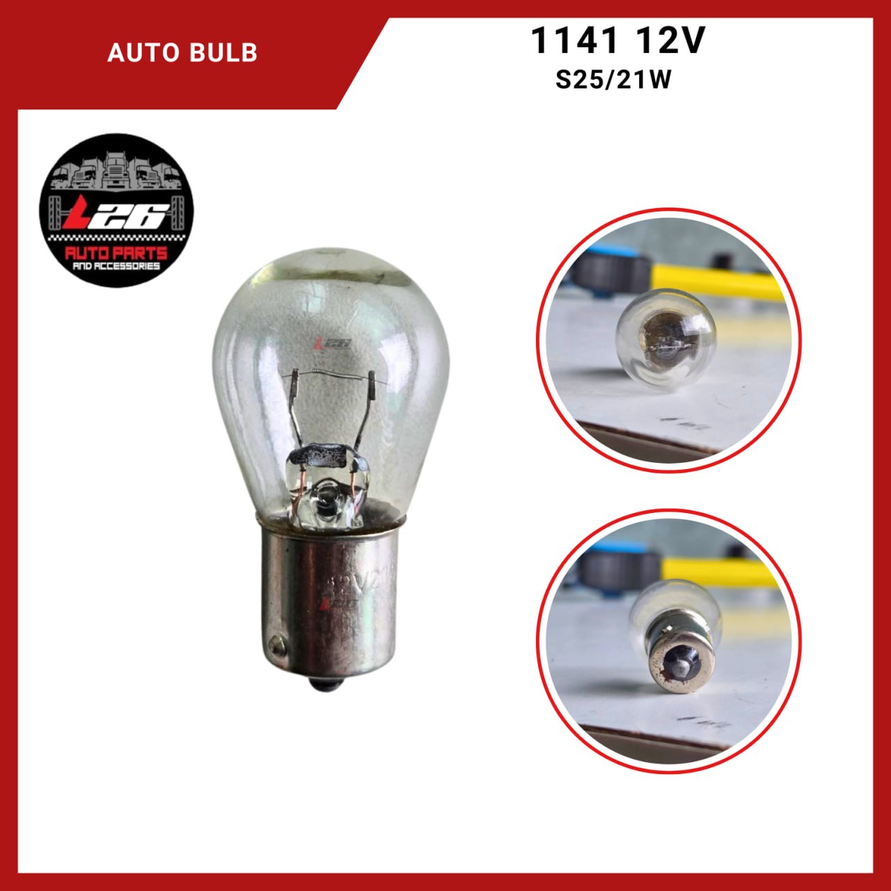 10PCS/SET 1141 Car Halogen Bulb P21W S25 BA15s Clear Glass Car ...