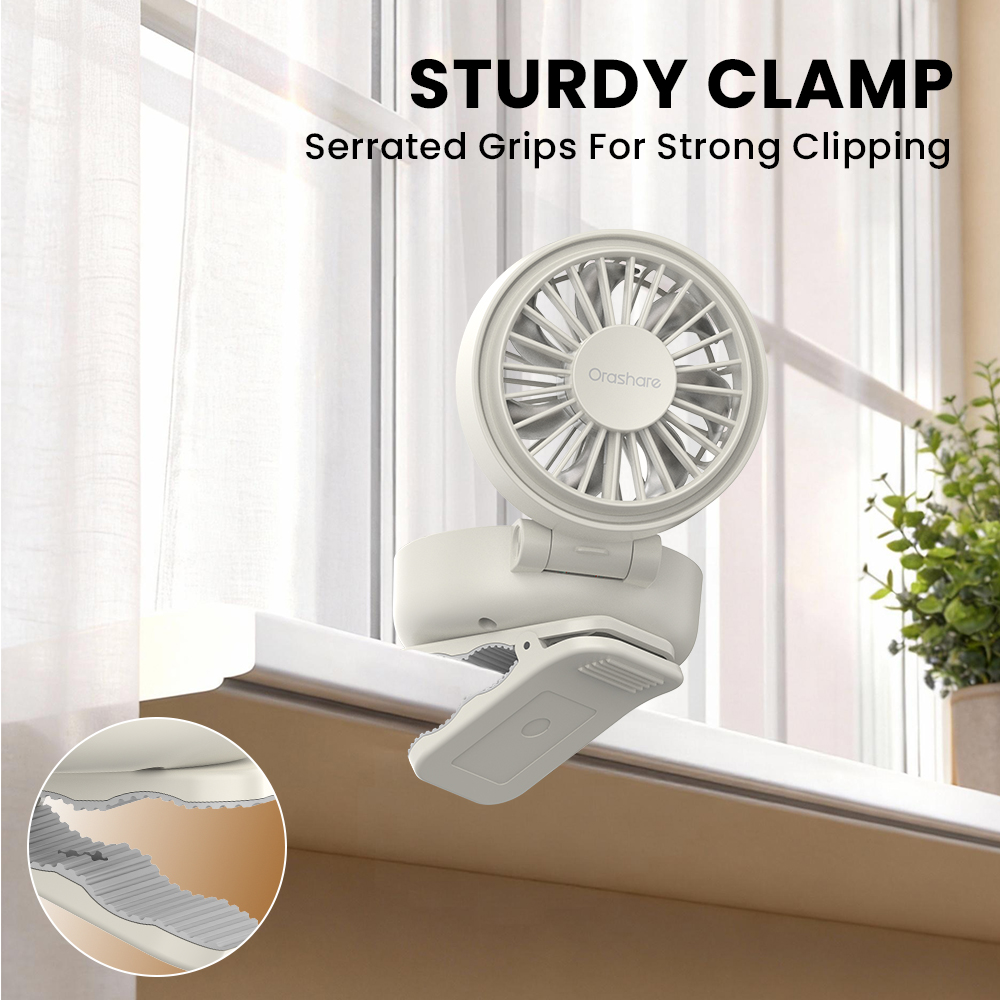 Orashare CF05 Mini Clip Fan 3 Speed Strong Wind 180° Adjustable ...