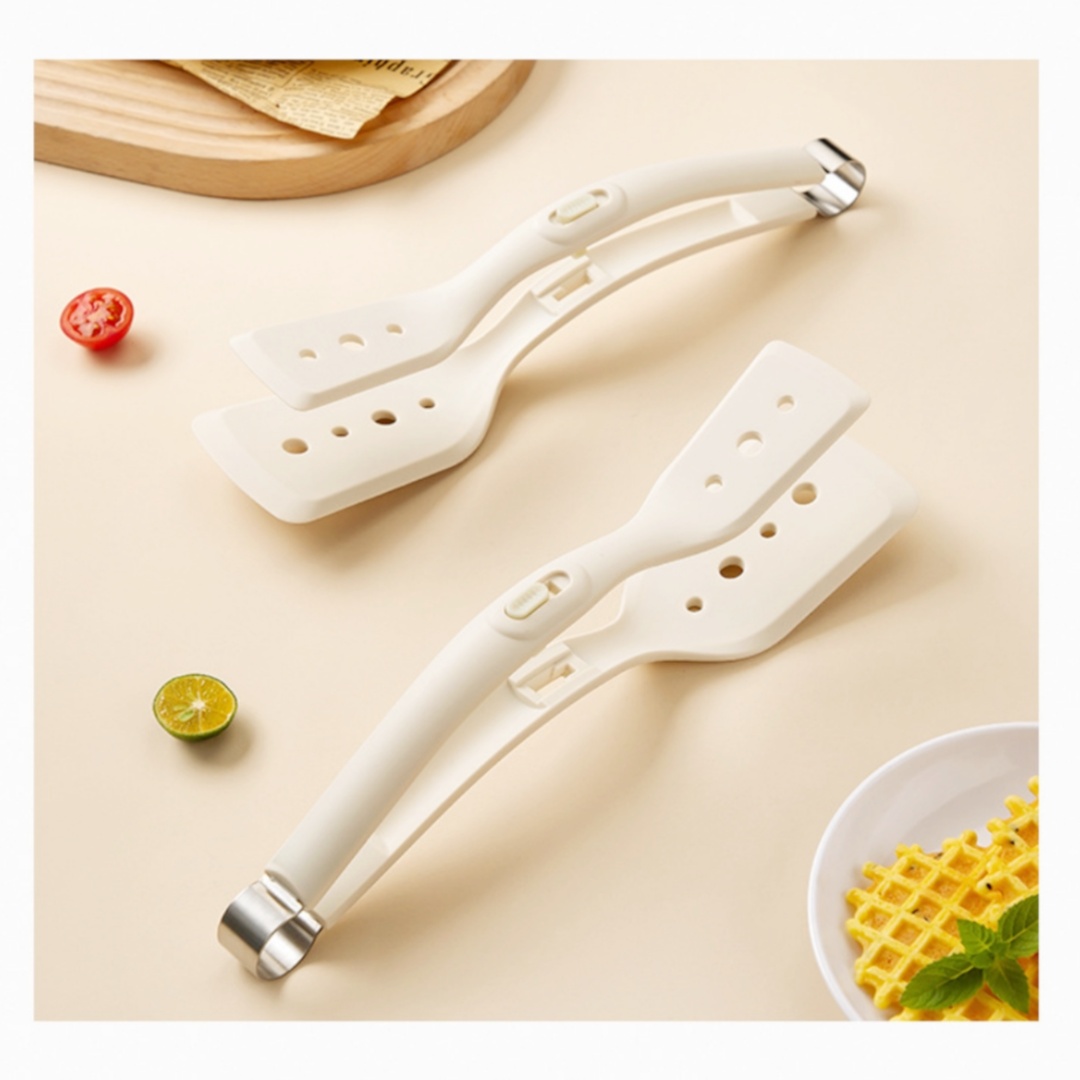 Multifunction 2IN1 Silicone Food Tongs Frying Spatula Kitchen Helper ...