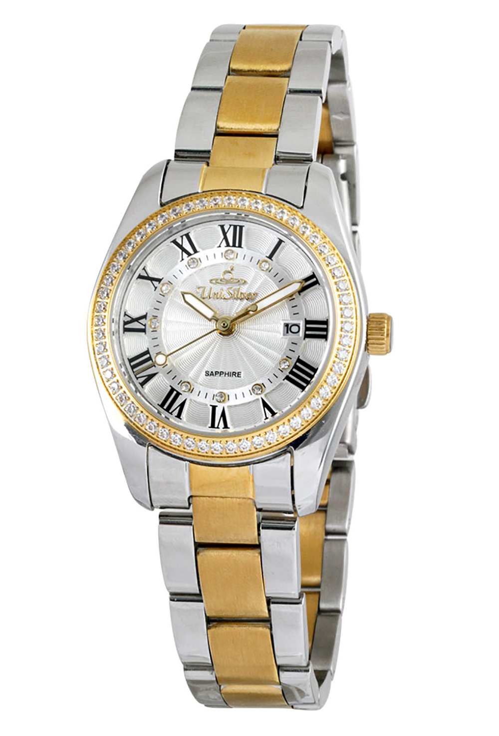 UniSilver TIME Women's Two-tone/Silver Dial with Stone Analog Stainless ...