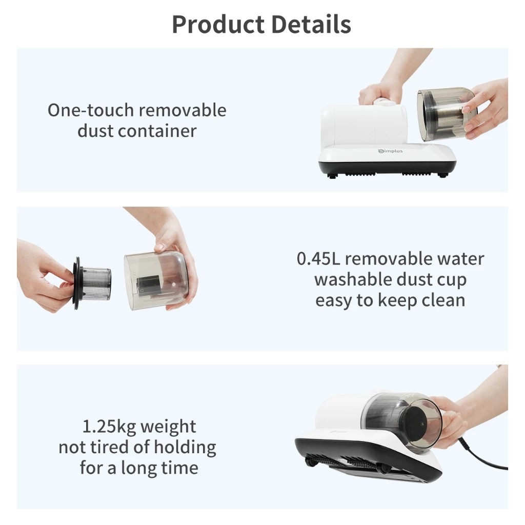 Simplus Dust Mite Vacuum Cleaner For Bed and Sofa With 3-Stage ...