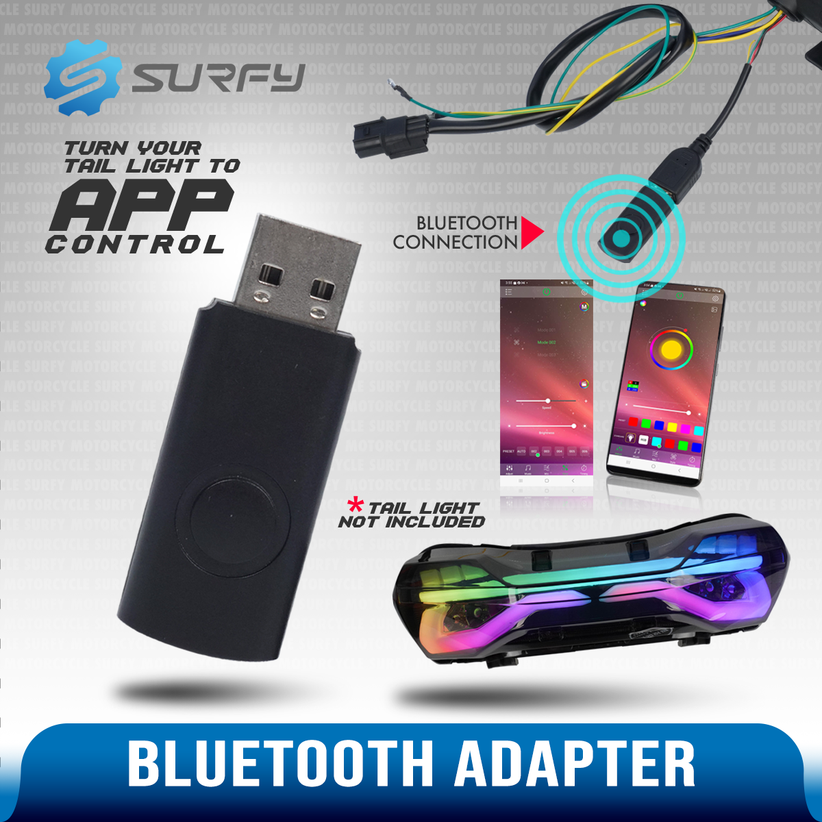 SharkPower Tail Light USB Adapter App-Controlled Bluetooth Plug & Play ...