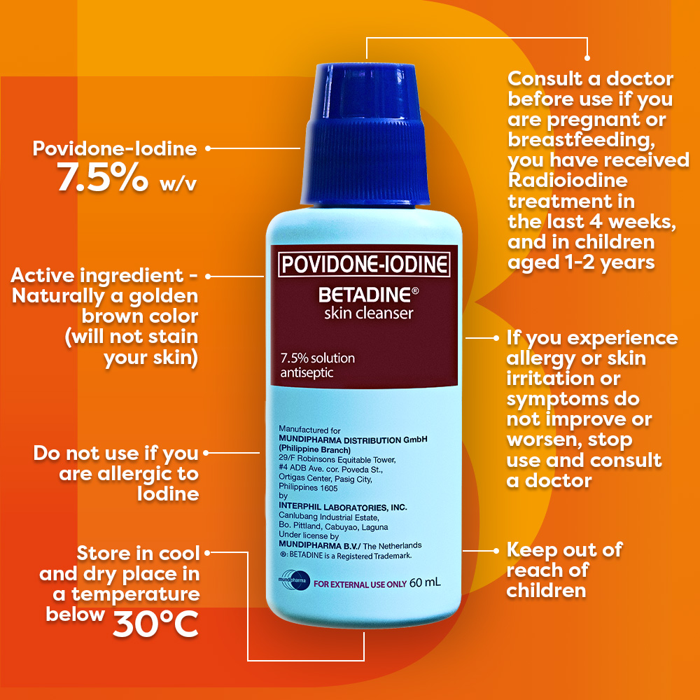 BETADINE® Skin Cleanser 120ml - Antiseptic Cleanser for Hygiene, Fungal ...