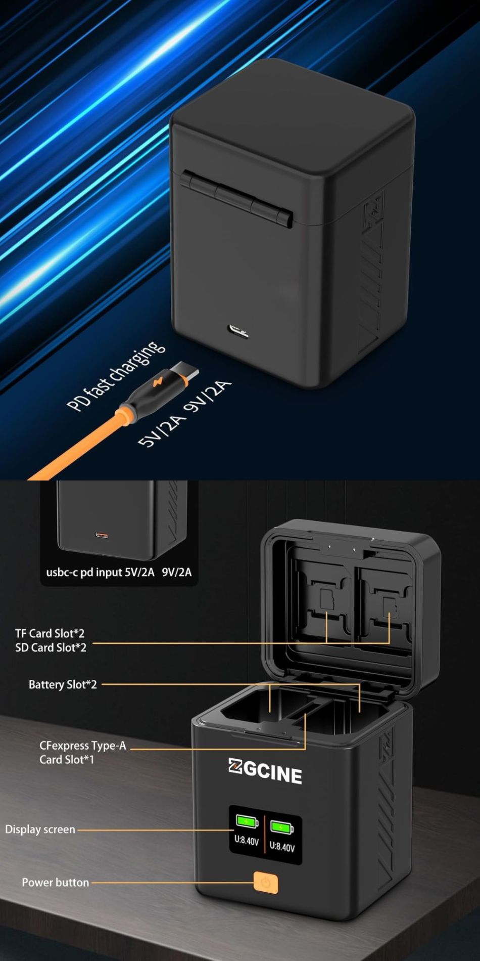 ZGCINE EL25 Charging Case Dual Battery Charger for Nikon Z30, Z50, Zfc ...