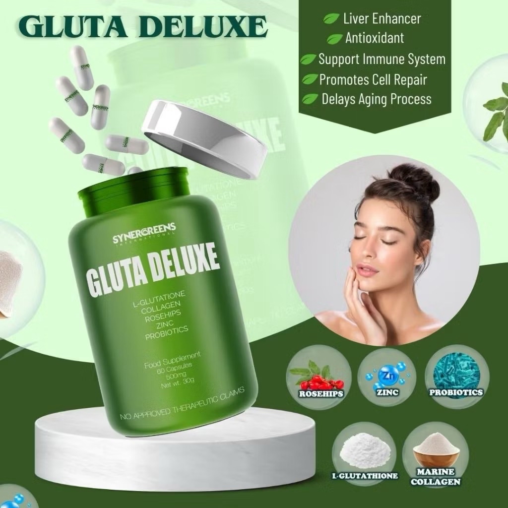 SYNERGREENS GLUTA DELUXE L-GLUTATHIONE+COLLAGEN+ROSEHIPS+PROBIOTICS (60 ...