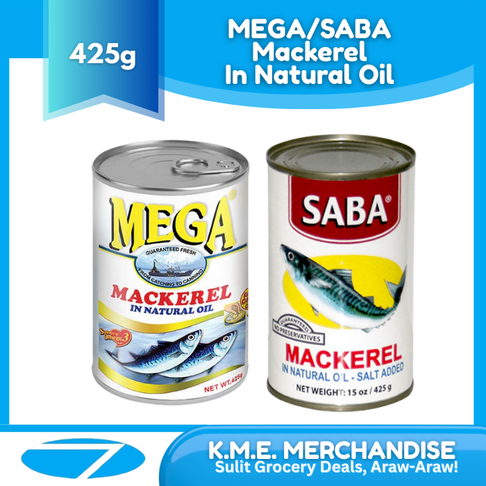 MEGA/SABA Mackerel in Natural Oil (425g) | Shopee Philippines