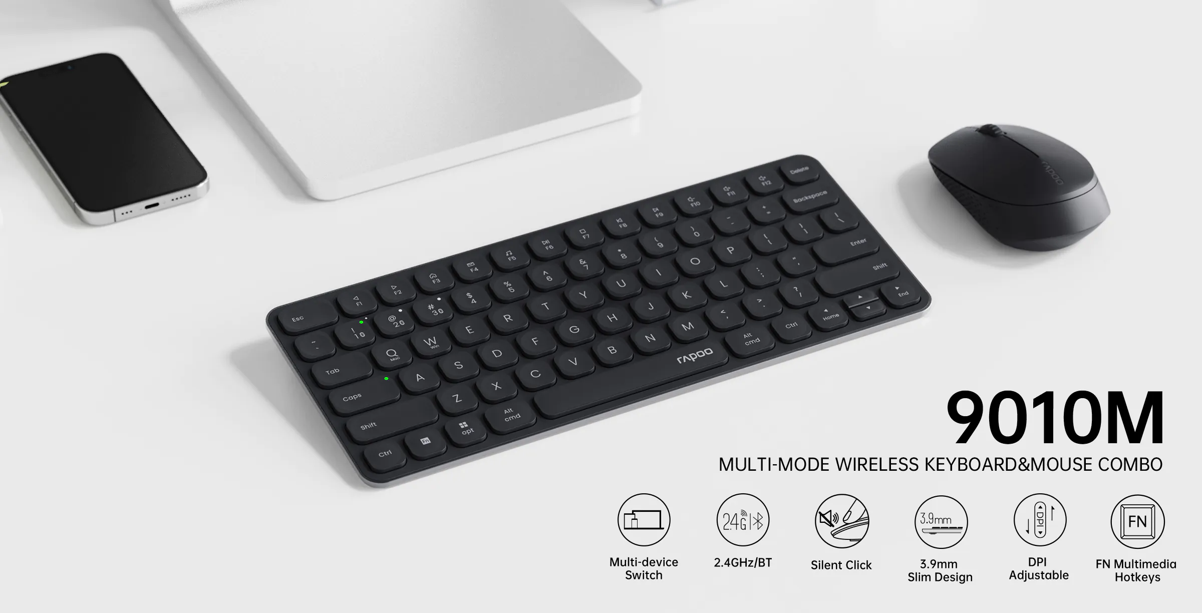Rapoo 9010M Combo | Wireless Keyboard & Mouse | Multi-Device / Slim ...