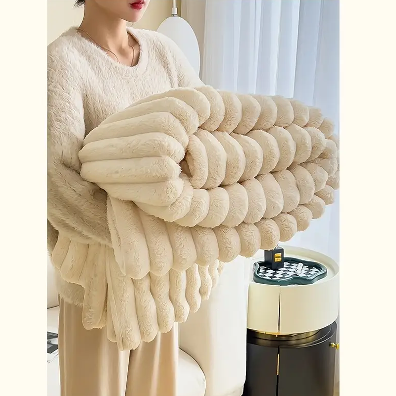 Super Soft Fluffy Velvet Microfiber Ribbed Blanket Twin Size Kumot ...