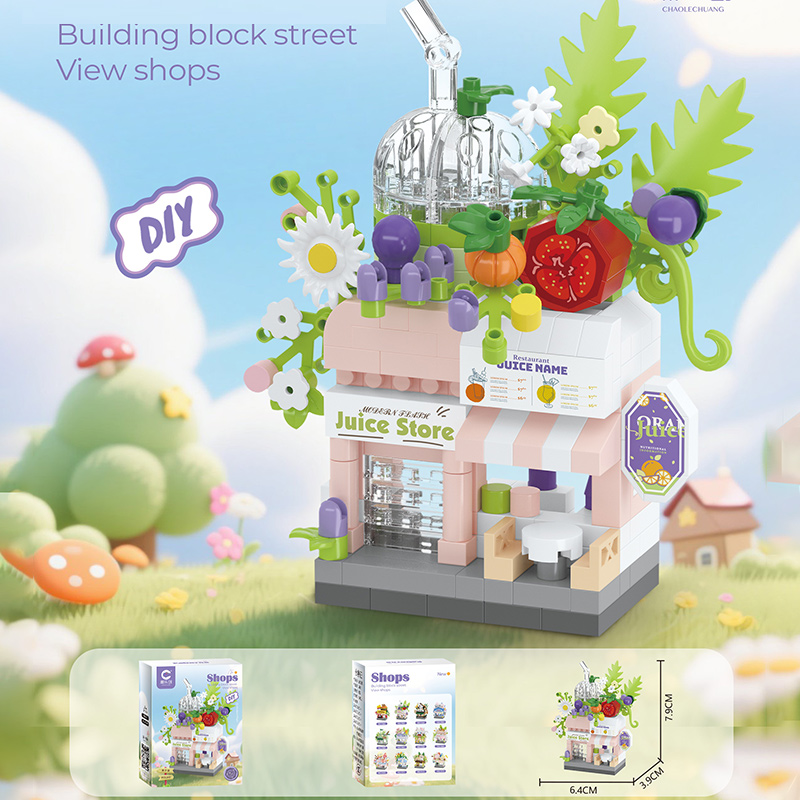 City Street Scene Shop Building Block Burger Shop Pet Shop Mini 3D Gift ...