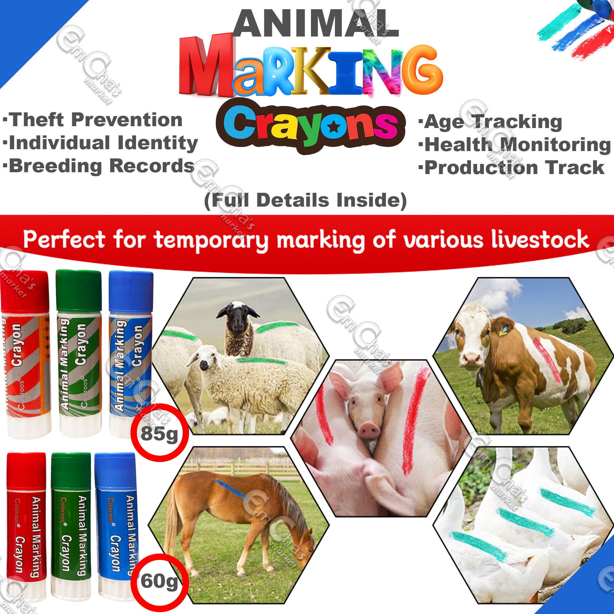 JTC Animal Marker =CHOOSE Size and COLOR=(anen) Pet Marker for Poultry ...