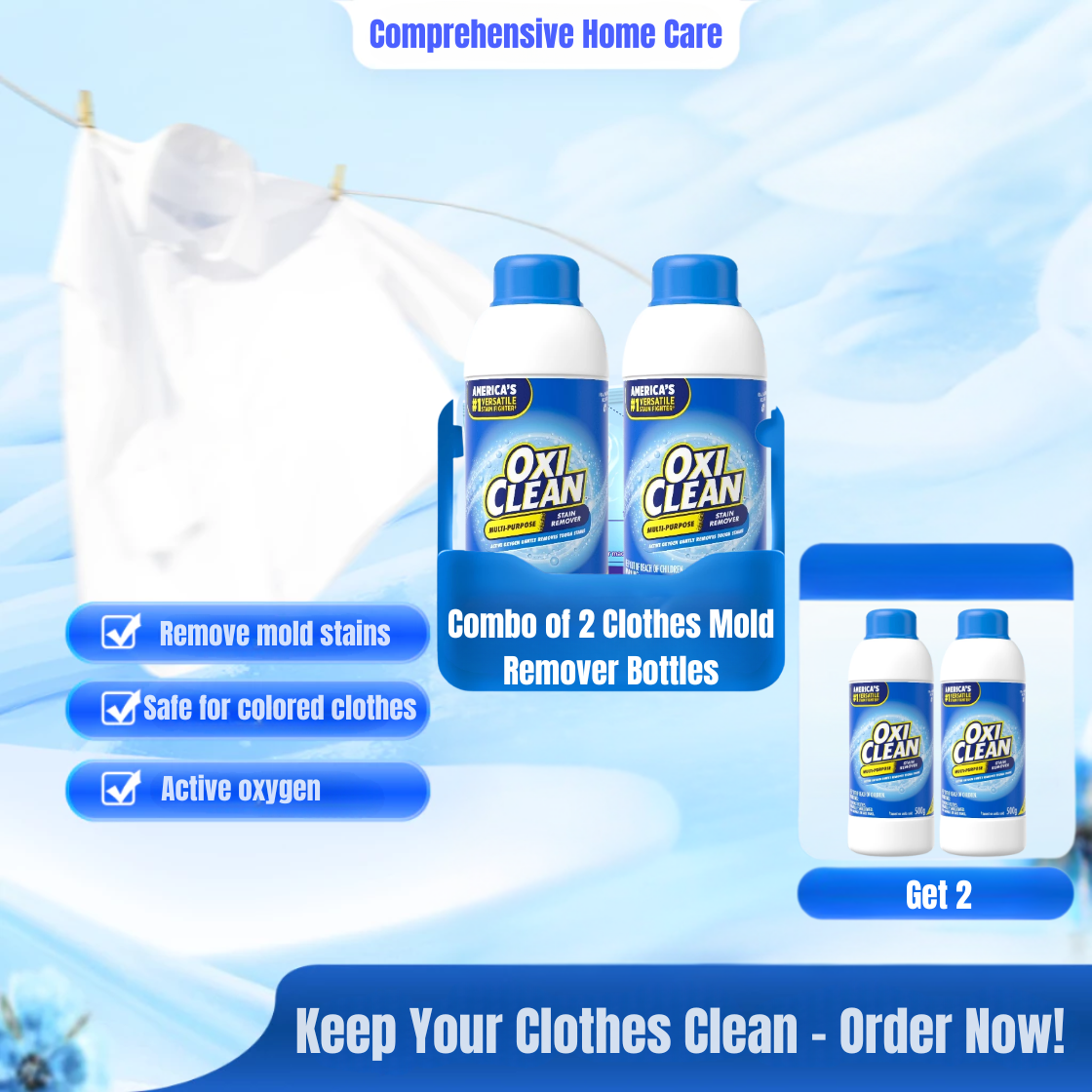 BUY 2 GET 2 OxiClean Laundry Powder removes yellow stains and tough ...