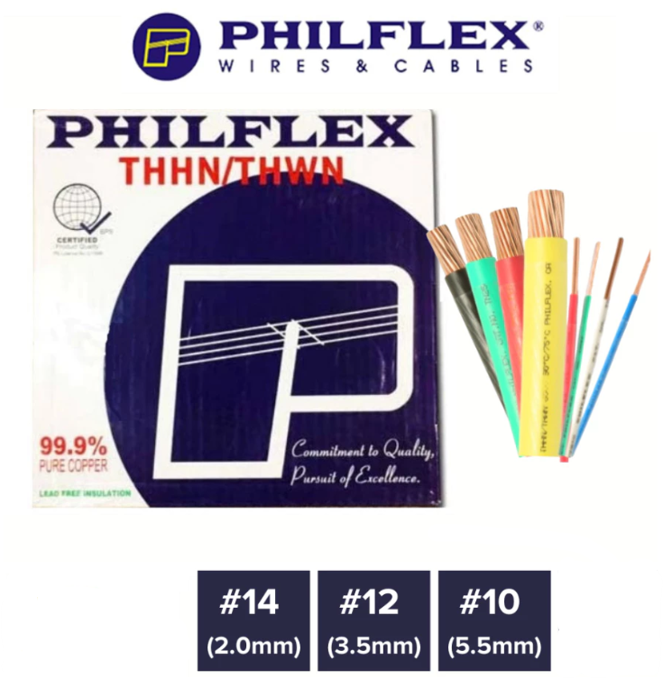 Original Philflex Stranded Wire THHN/THWN #14(2.0mm2) #12(3.5mm2) #10(5 ...