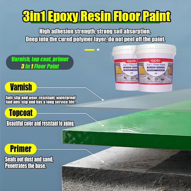 1KG 3 In 1 Epoxy Floor Paint Cement Floor Paint Wear-Resistant ...