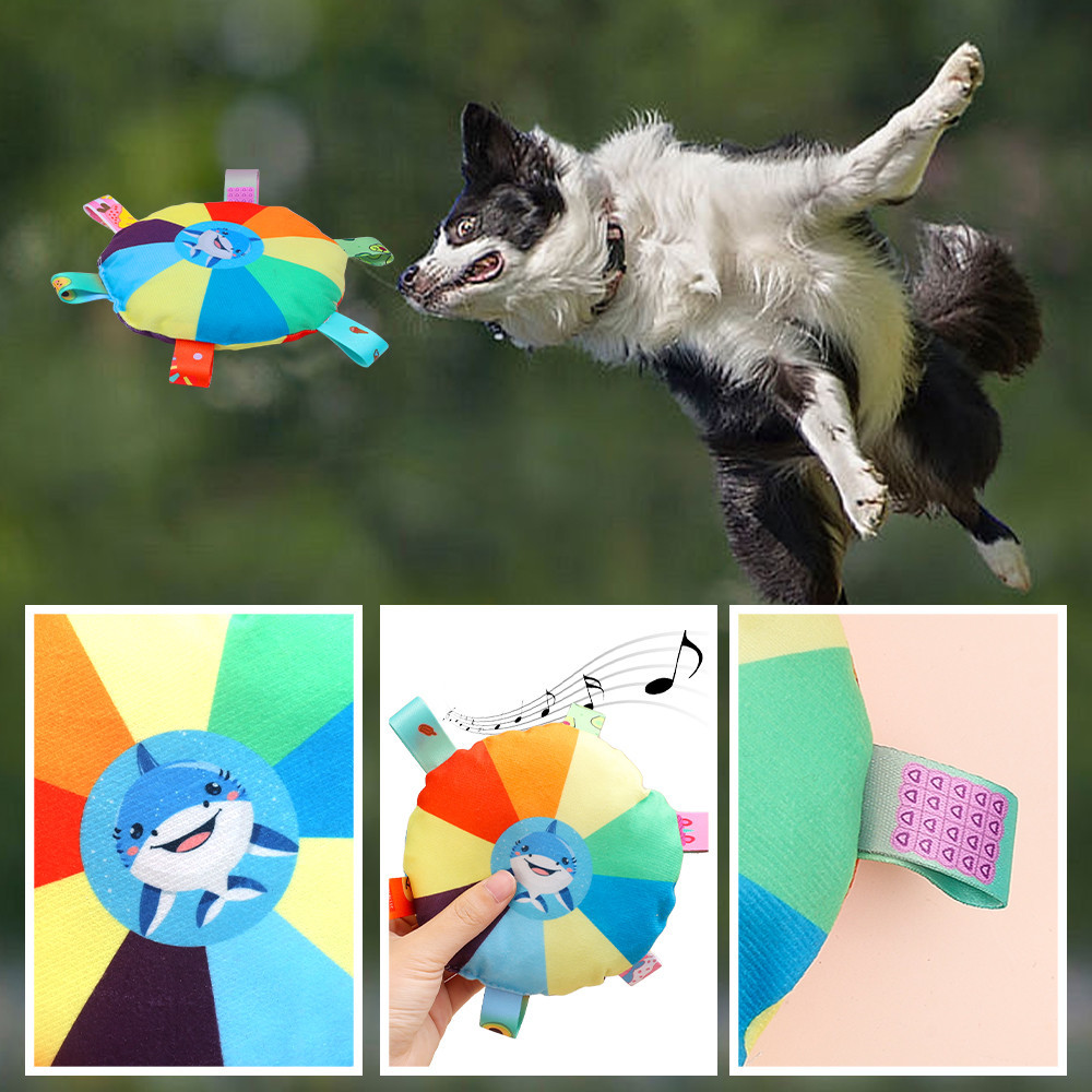 Dog Frisbee Toy Plush Sound Interactive Puppy Frisbee Teeth Grinding ...
