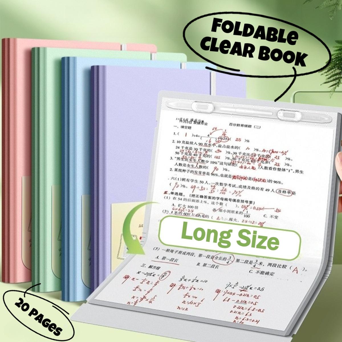 Long Foldable Clear Book 20Pages Loose Leaf File Folder Transparent ...