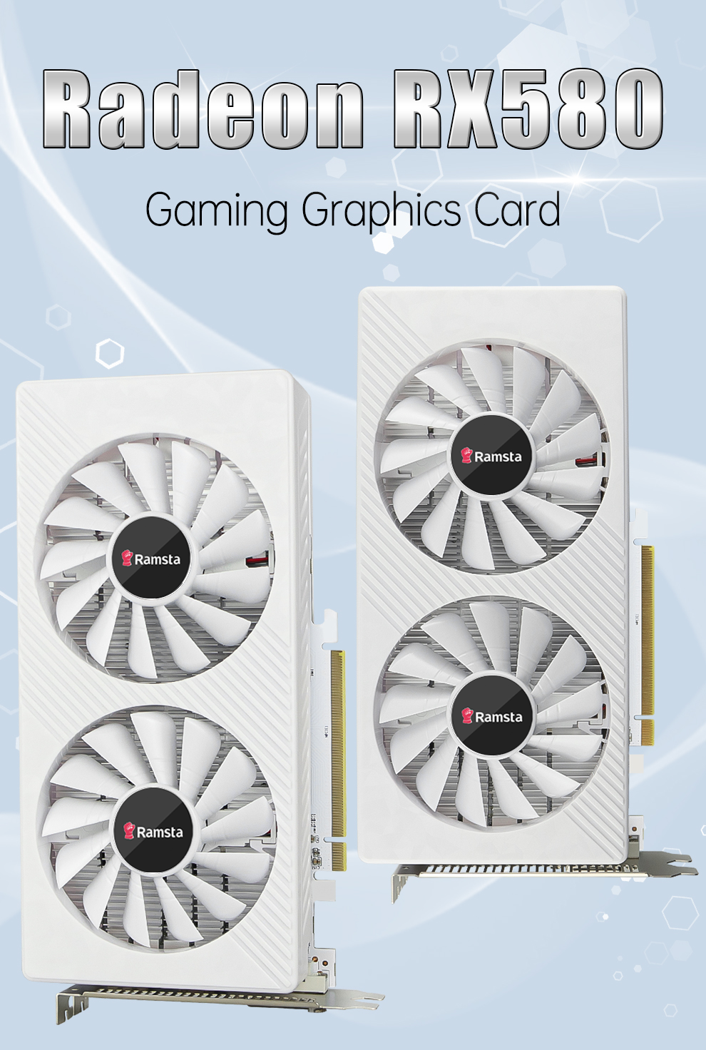 RAMSTA AMD RX580 8GB Graphics Card GDDR5 256Bit Computer GPU Video Card ...