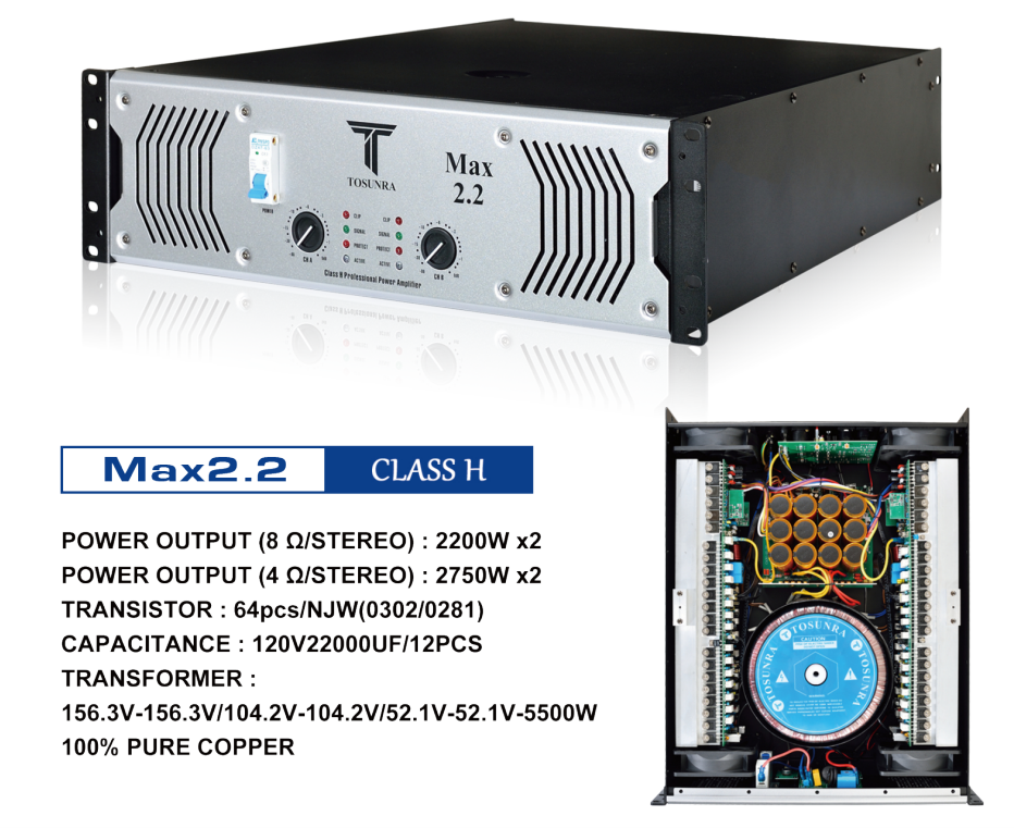 TOSUNRA Max 2.2 Professional Power Amplifier for Outdoor Stage Events ...