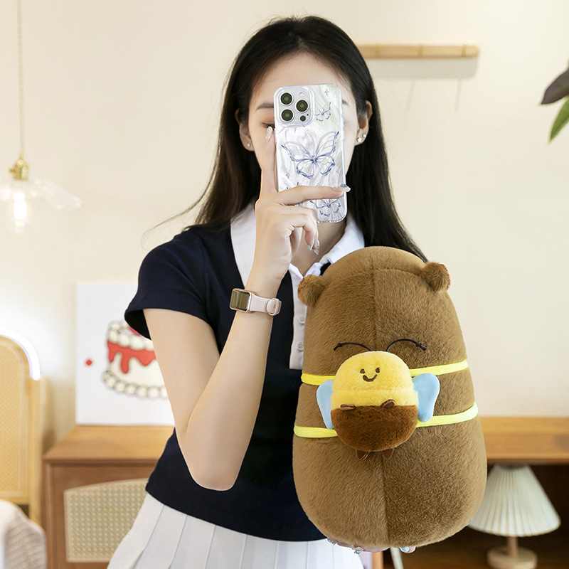 35/45/55cm Capybara Bee Backpack Stuffed Toys Kawaii Soft Pillow ...