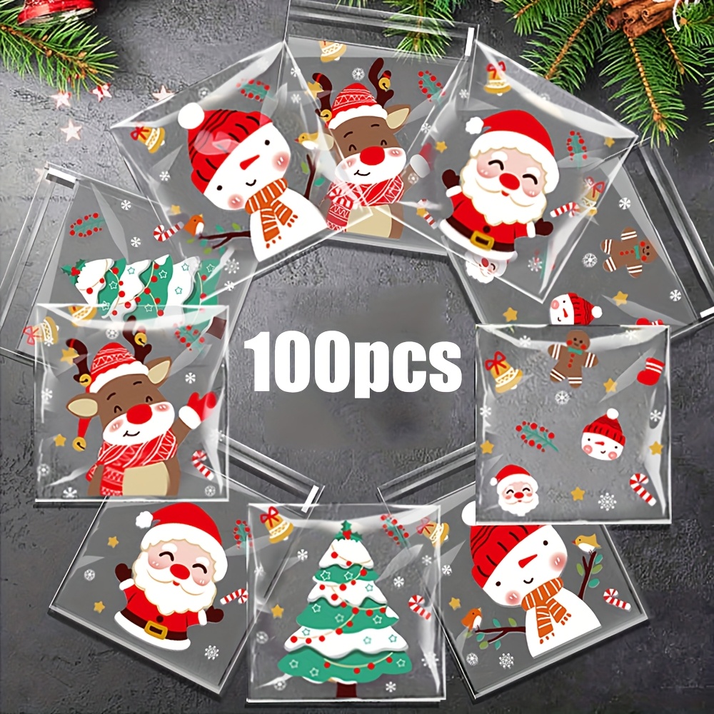100Pcs Christmas OPP Candy Packaging Bags Self Adhesive Bags for ...