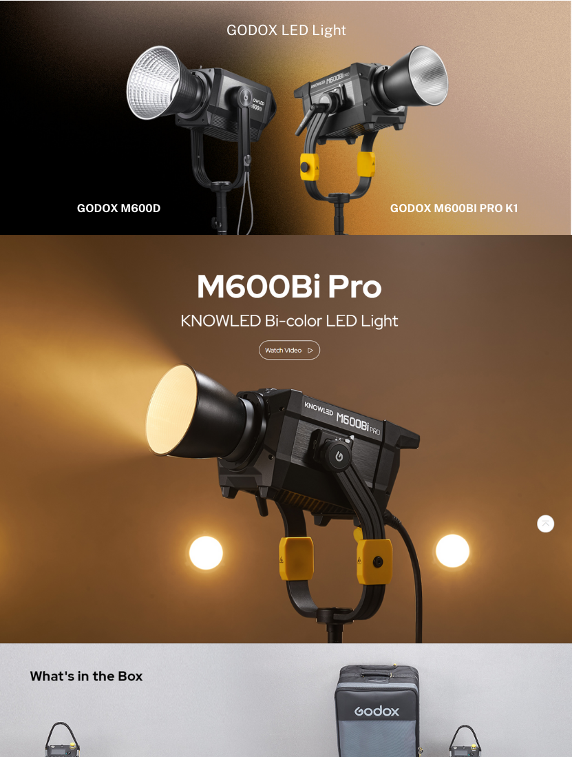 Godox KNOWLED M600Bi PRO Bi-Color LED COB Mono Light Kit 650W IP54 ...