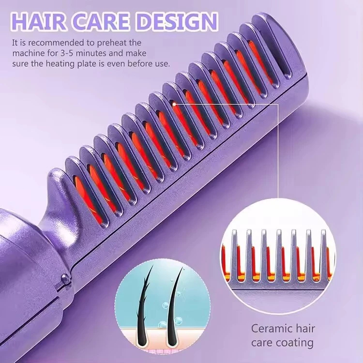 2In1 Straight Haircomb Wireless Hair Straightener And Curler Usb ...
