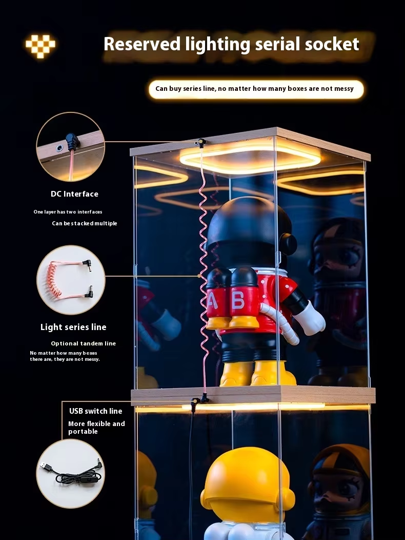 Acrylic HD Backlit Storage Cabinet Holder for Pop Mart Zimomo Large ...