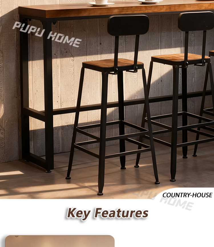 160/180cm Scratch Sstain-resistant Long Bar Table With High Bar Stool ...