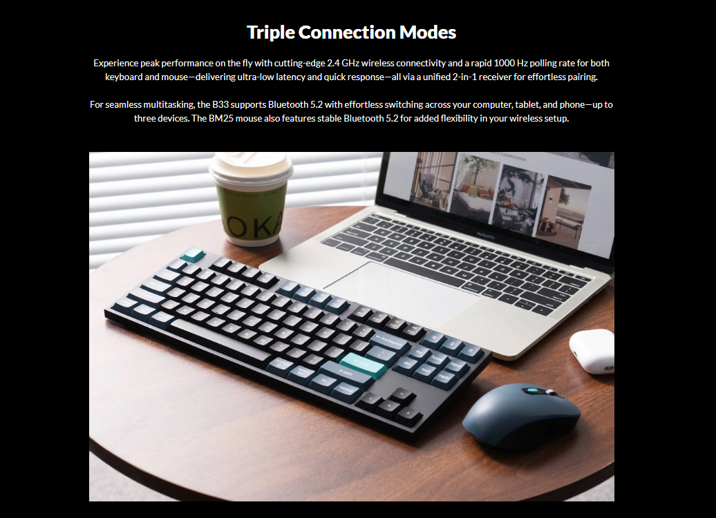 Keychron B33 Keyboard and BM25 Mouse Wireless Combo (KCBD1) | itw ...