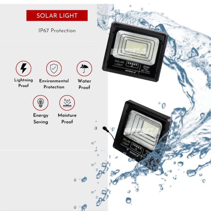 BS-T series BOSCA Solar Flood Light With Remote Control and Battery ...