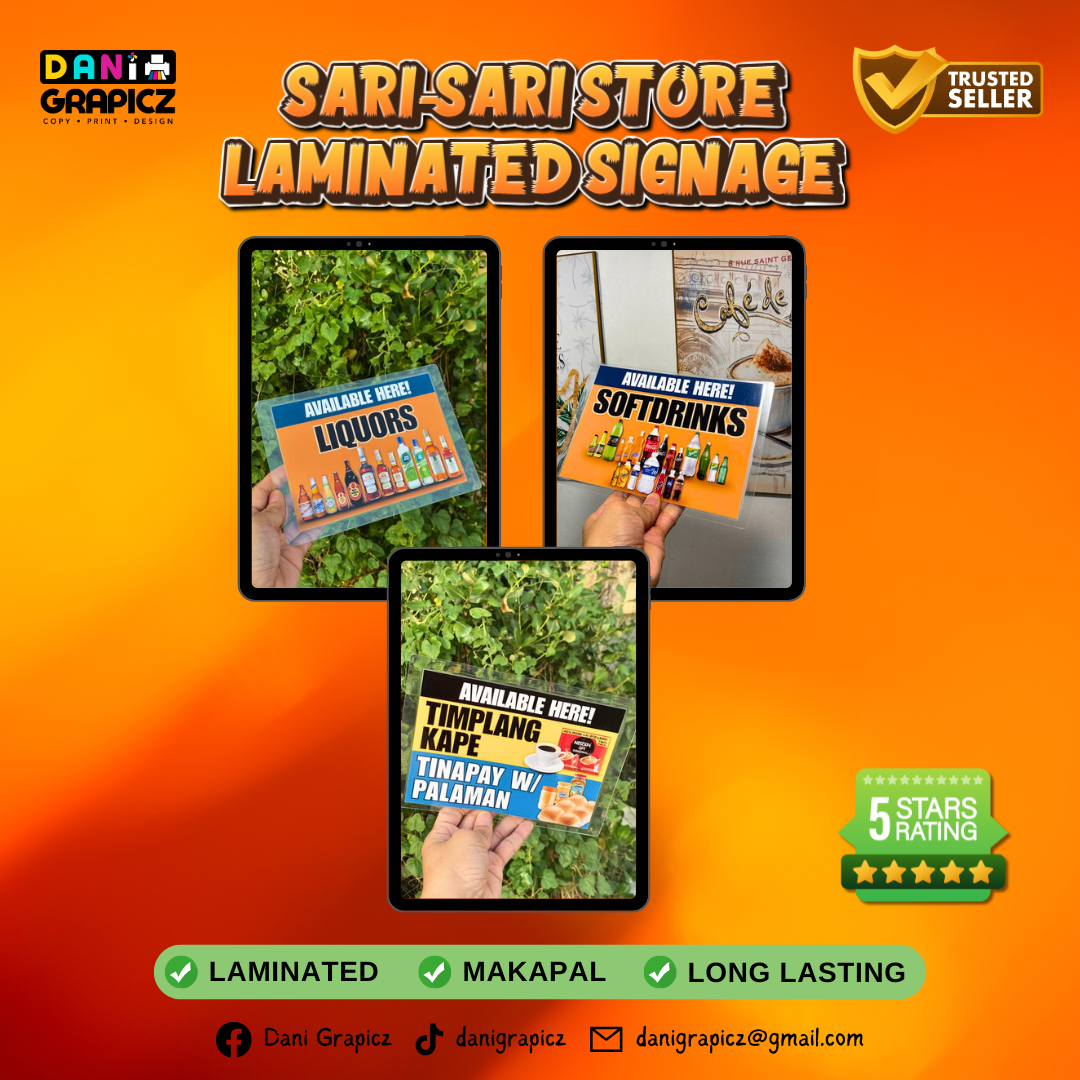Sari Sari Store Signage Laminated Display Itlog Bigas Ice Tube Alak ...