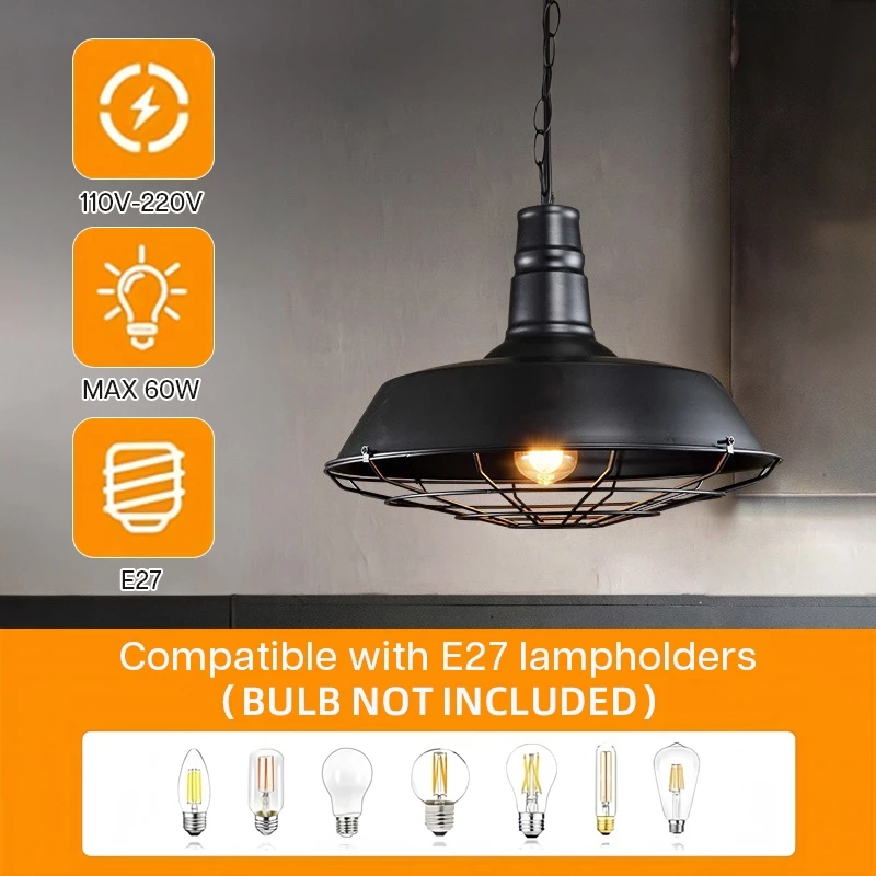 American Retro Pendant Lamp Ceiling Light Industrial Loft Cafe Pendant ...