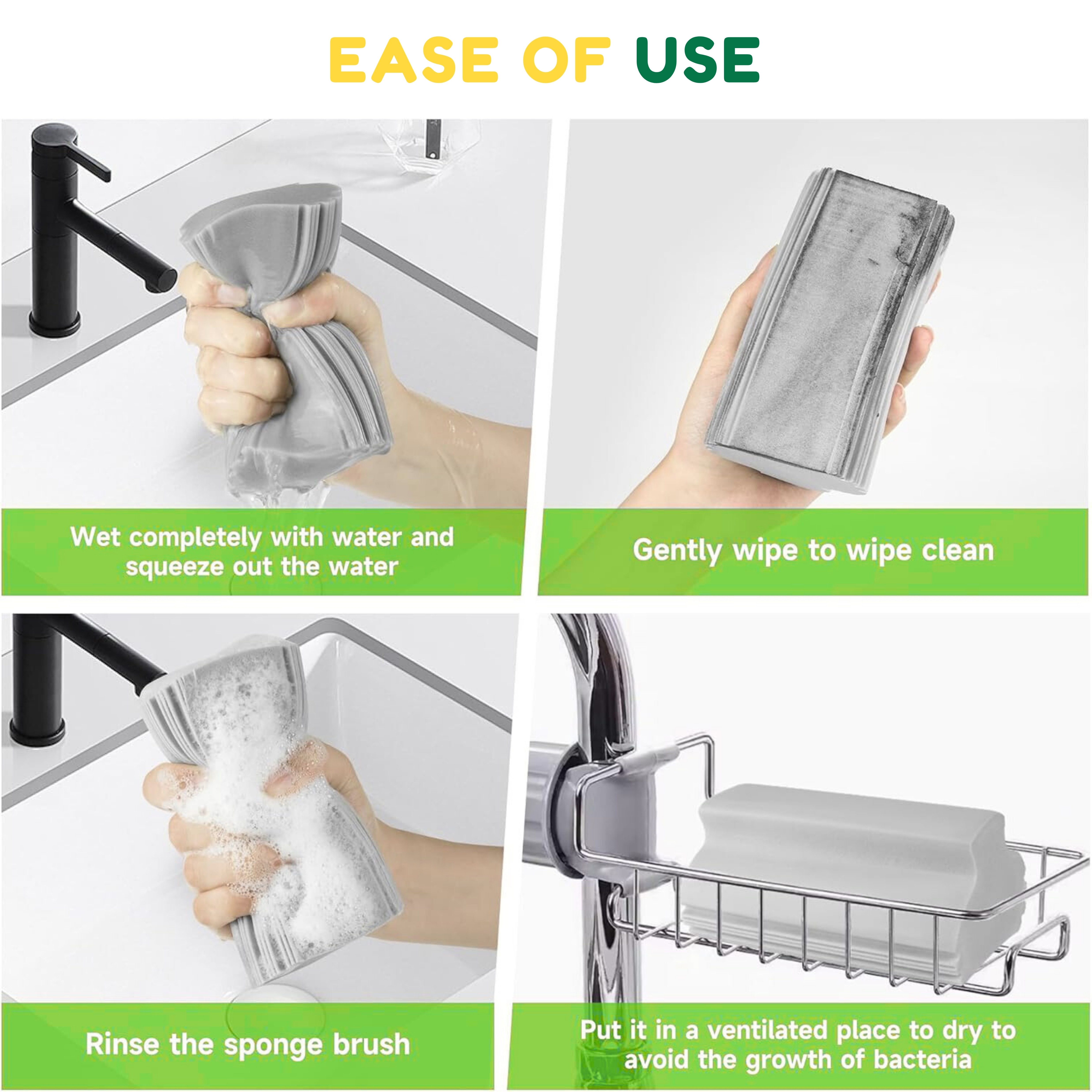 Famillo Damp Clean Duster Sponge w/ Handle (Upgraded) Reusable Magic ...