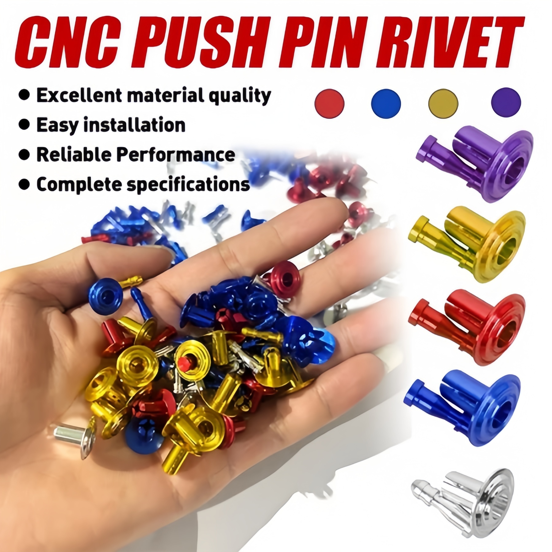 PrecisionLock Push Pin Rivet CNC Aluminum M5x15 For Motorcycle ...