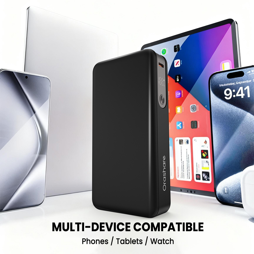 Orashare PR22 20000mAh Powerbank 45W Fast Charging Built in Retractable ...