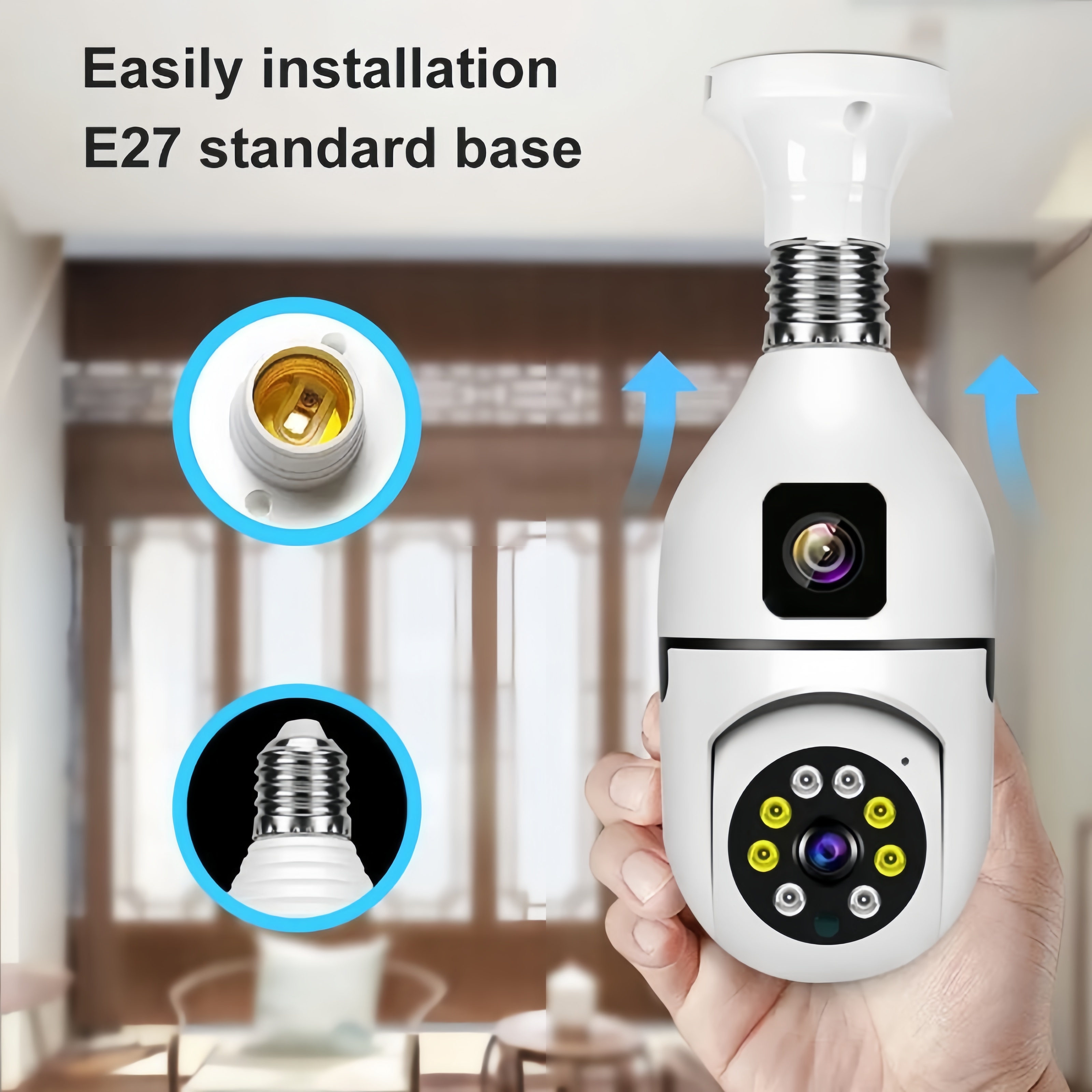V380 Pro CCTV Buld Camera Dual Lens 360 WIFI Wireless Voice 2K HD Auto ...