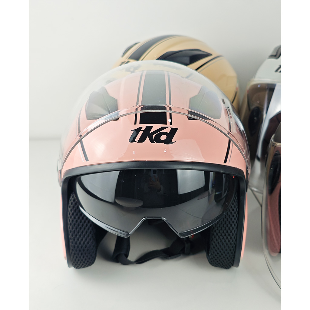 Motorcycle Adult Couple Helmet Half Face Dual Visor Motorcycle Helmet ...