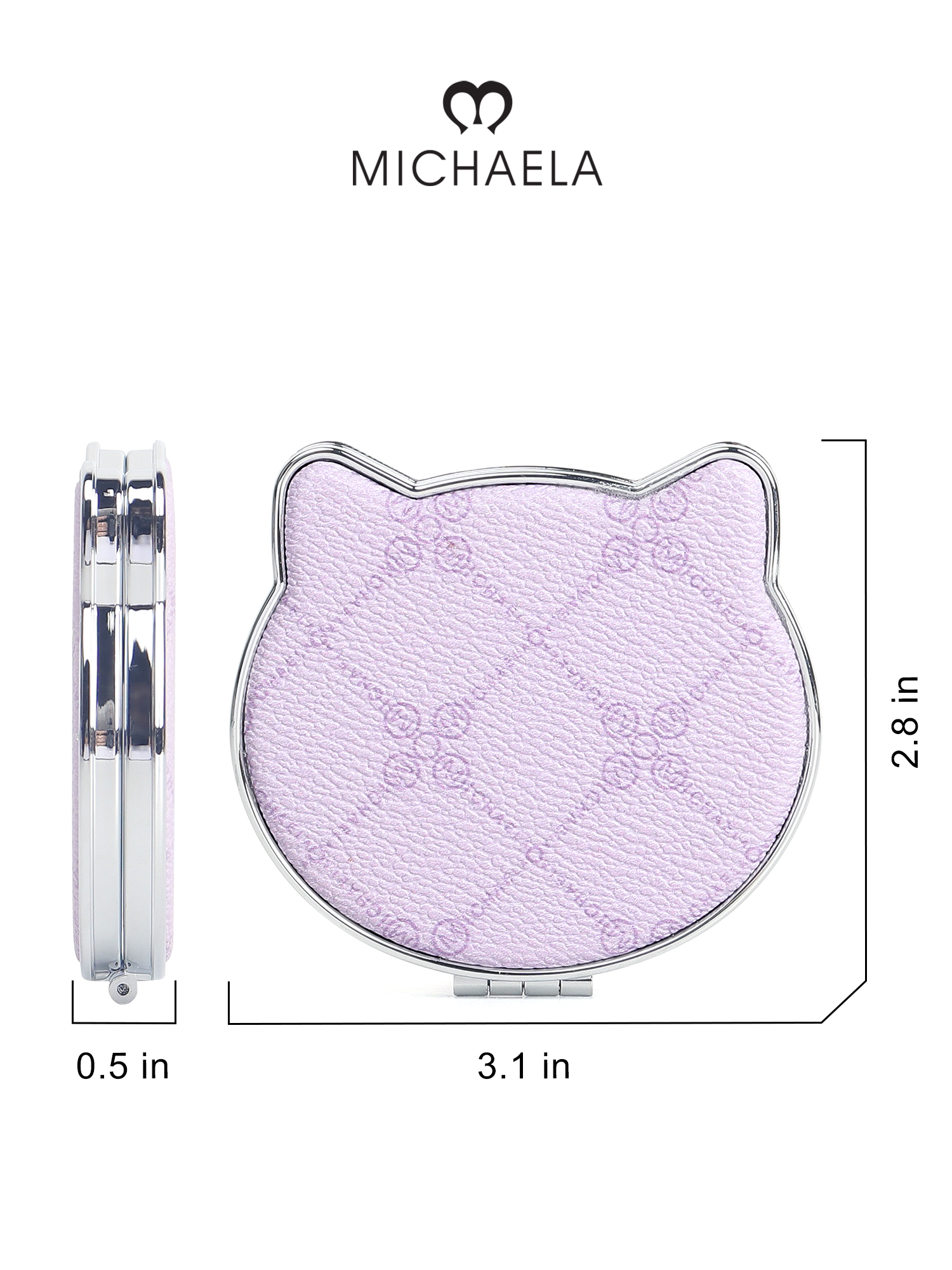 MICHAELA Cat-Shaped Mini Mirror Playful Checkered 2X Magnification for ...