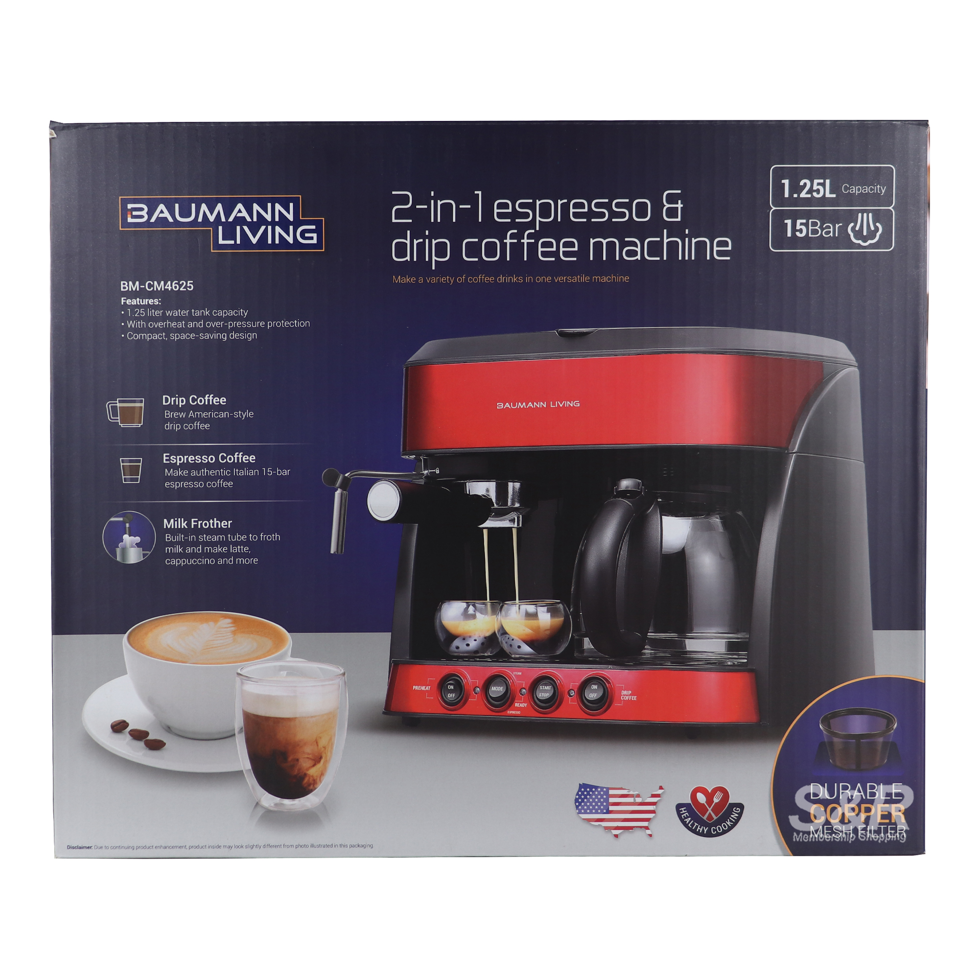 Baumann living 2-in-1 Espresso and Drip Coffee Machine BM-CM4625 ...