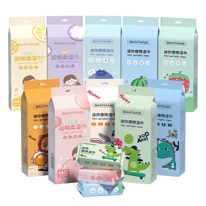 8pcs Mini Wipes Pocket Pack Portable Wet Mouth Hand Cleaning Tissue ...