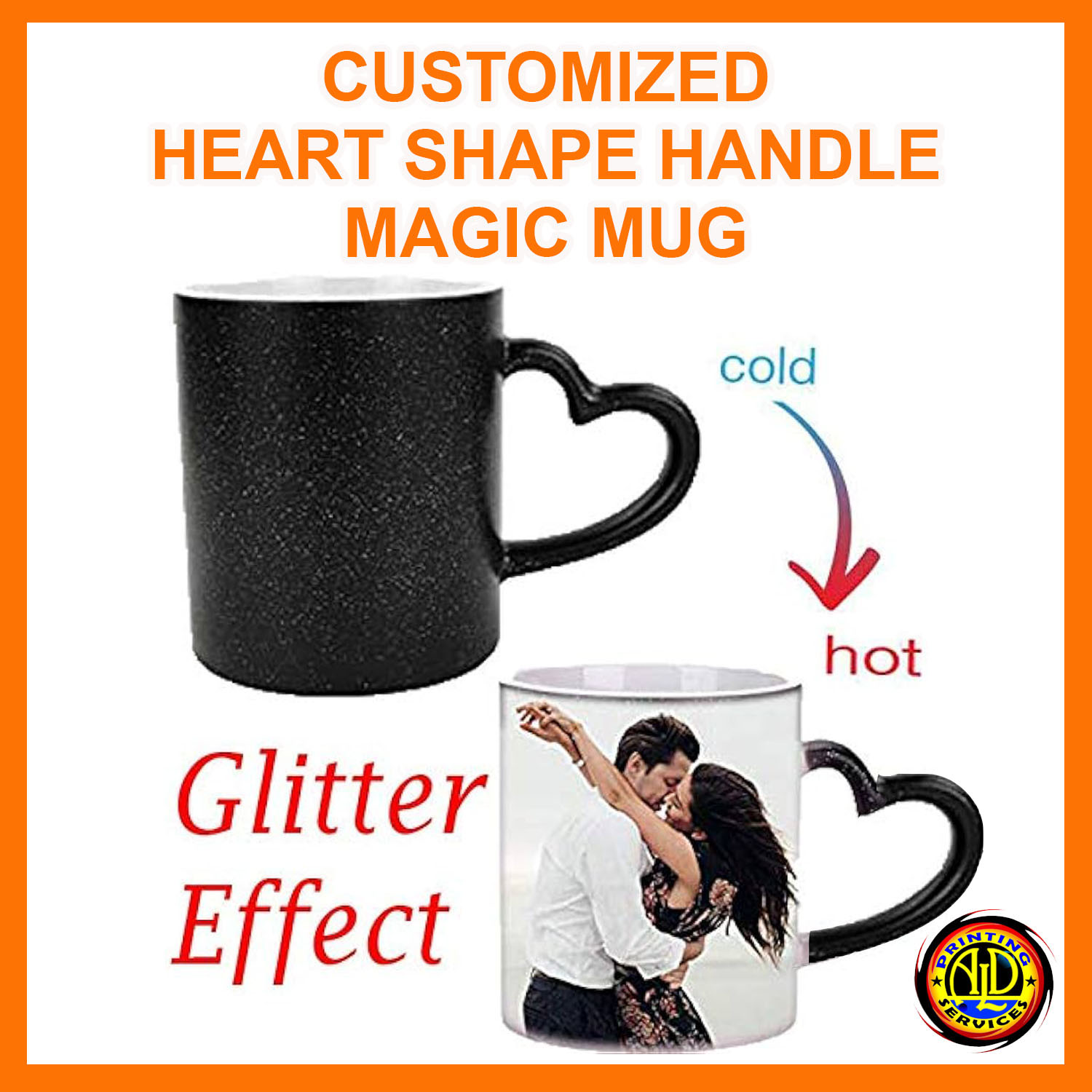 Personalized and Customized Heart Shape Handle Magic Mug with ...