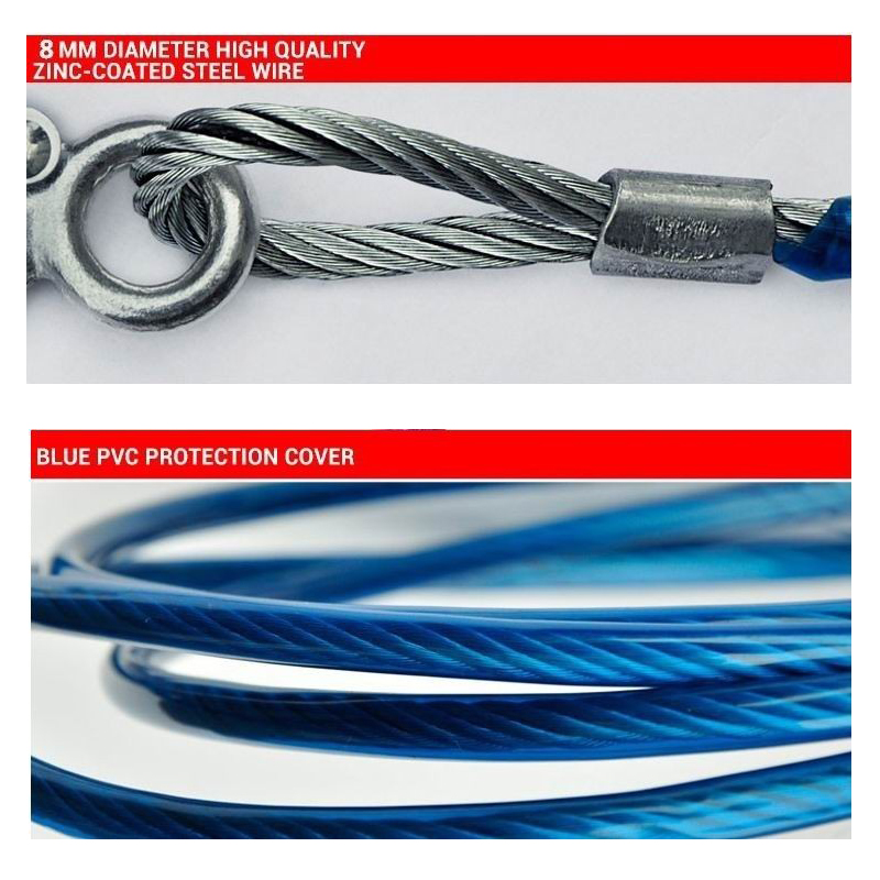 4M 5T Tow Cable with Hooks Strong Heavy Duty Car Towing Strap for ...