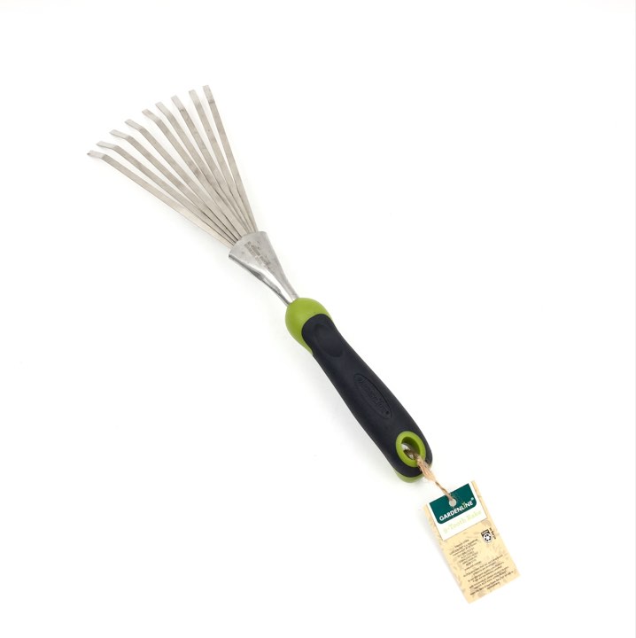 GARDENLINE Small Hand Rake Stainless Steel With Non-Slip Handle ...