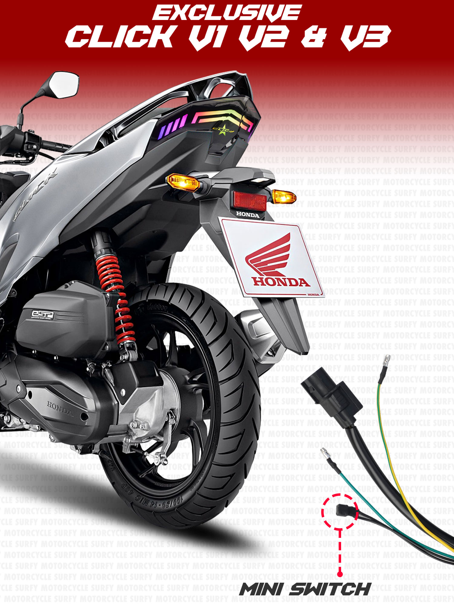 Honda Click 125/150 v3 v4 LED Tail Light Premium Star RGB Smartphone ...