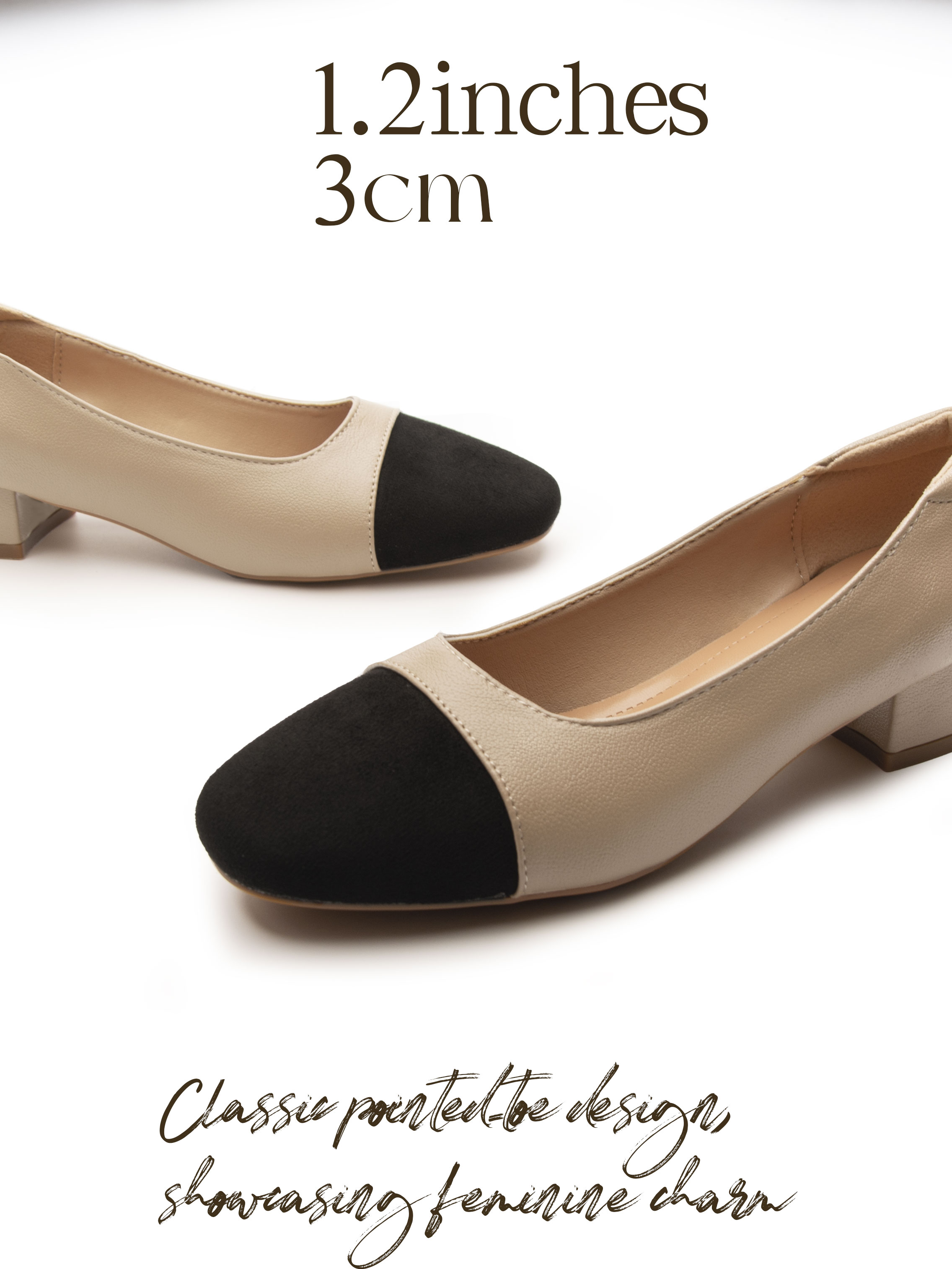 VONICA Beige Doll Shoes for Women Fashion Office Block Heels | Shopee ...